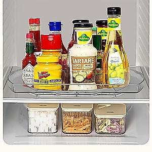 Lazy Susan Storage Turntable for Refrigerator, 16.5'' Transparent Swivel Fridge Lazy Susan Turntable Organizer, Lazy Susan Turntable for Fridge, Pantry, Cabinet, Dining Table, Kitchen (Clear)