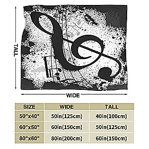 Throw Blanket Music Note Soft Microfiber Lightweight Cozy Warm Blankets for Couch Bedroom Living