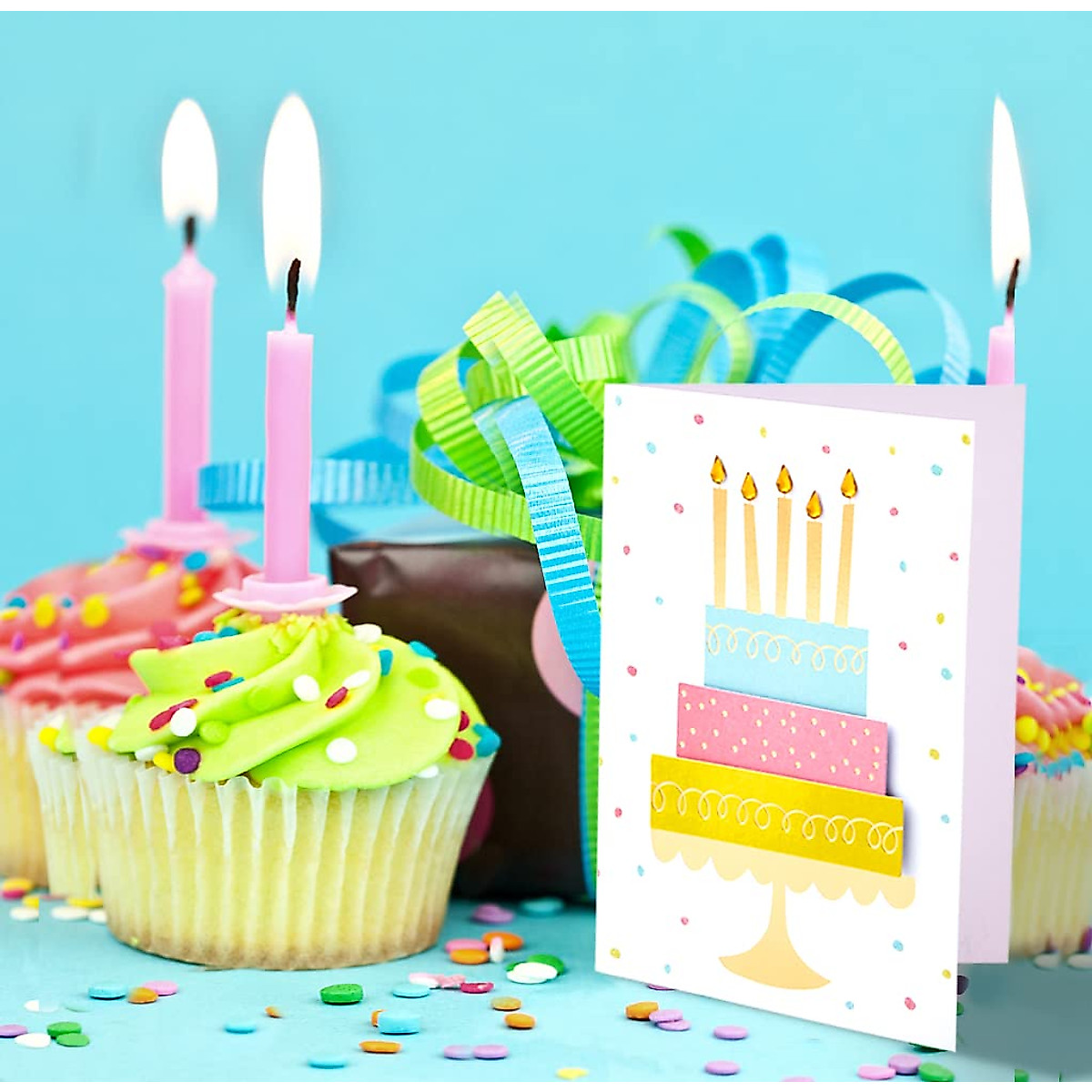 ACBOWE Happy Birthday Card for Woman, Handmade 3D Birthday Cake Birthday Card for Mom with Pink Envelopes and Golden Embossed Fireproof Paint Seal Sticker. 4.75'' x 6.75''