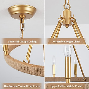 ASHUAQI Gold Wagon Wheel Chandelier 12 Light Modern Farmhouse Round Chandeliers for Dining Room Rustic Vintage Pendant Light Fixtures for High Ceilings Living Room Foyer Entryway