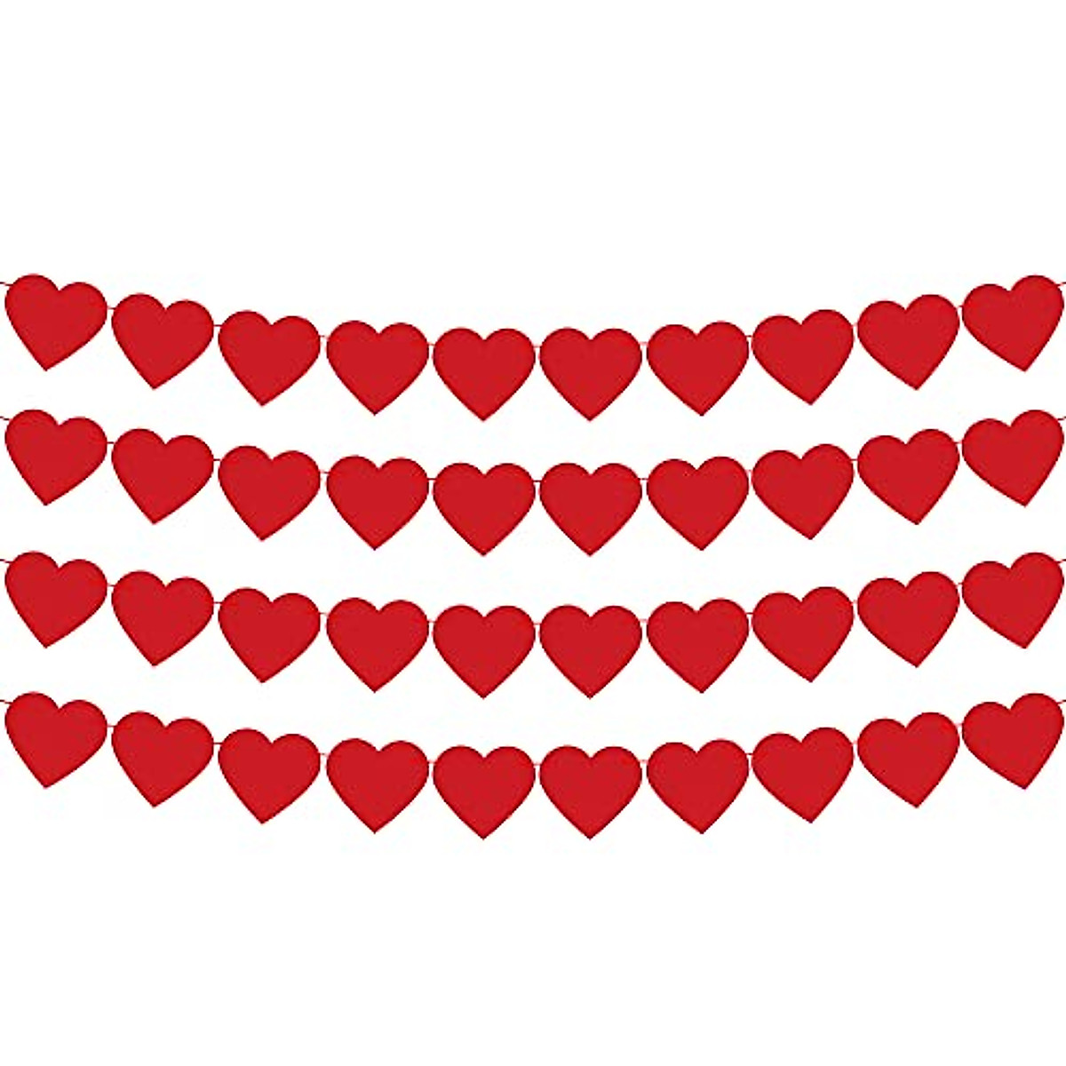 Felt, Red Heart Garland for Valentines Day Decor - Pack of 40, No DIY | Valentine Garland for Valentines Day Decoration | Galentines Day Decorations | Heart Garland, Romantic Decorations Special Night