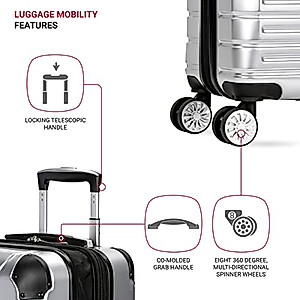 SwissGear 7782 Hardside Expandable Luggage with Spinner Wheels, Silver, Carry-On 20-Inch