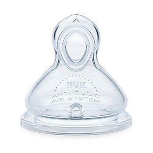 NUK Smooth Flow Anti Colic Baby Bottle Nipples, Size 2 (6+ Months), Medium Flow, 2 Pack