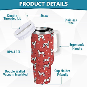 ZZXXB Dalmatian Bone Insulated Stainless Steel Water Bottle with Handle and Straw Lid Double Walled Travel Mug 30 oz