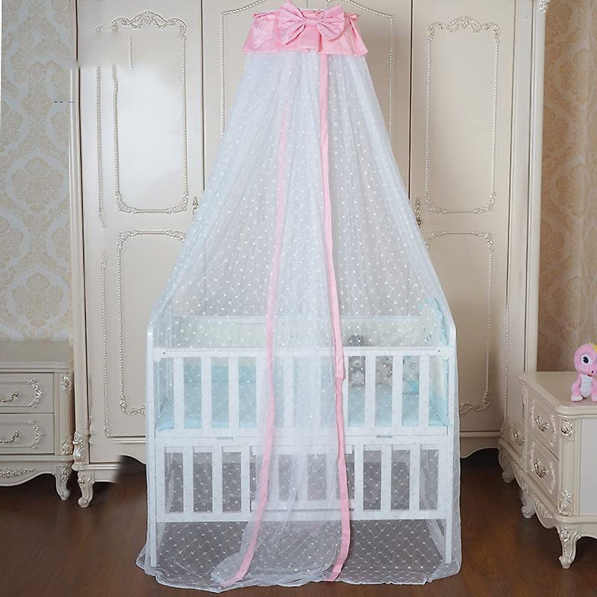 JOYLIFE Baby Net Baby Toddler Bed Crib Dome Canopy Netting (Pink)