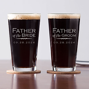 Lifetime Creations Engraved Personalized Father of the Bride Pint Glass - Personalized Father of the Bride 16 Ounce Beer Glass Wedding Gift for Parents