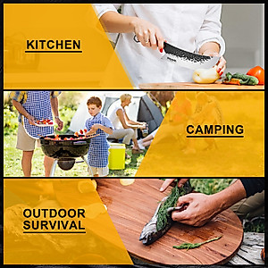 Huusk Butcher Knife for Meat Cutting, Meat Cleaver Knife Heavy Duty with Sheath, Hand Forged Cooking Knife with Full Tang handle for Kitchen or BBQ, Gift for Dad