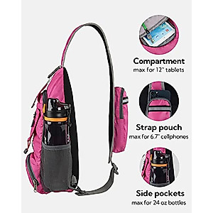 WATERFLY Packable Small Crossbody Sling Backpack Shoulder Chest Bag Daypack for Hiking Traveling
