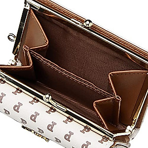 Aldi SR8 Women's Tri-Fold Gamaguchi Monogram Wallet, Pochacco Beige, W 4.1 x H 3.0 x D 1.4 inches (105 x 77 x 35 mm)
