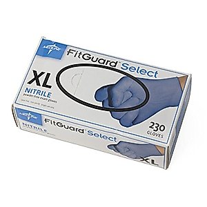 Medline FG2604H FitGuard Select Nitrile Exam Gloves, X-Large, Violet Blue (Box of 230)