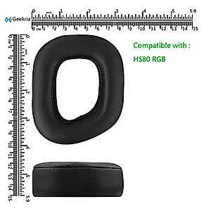 Geekria Comfort Replacement Ear Pads for Corsair HS80 RGB Wireless Headphones Ear Cushions, Headset Earpads, Ear Cups Cover Repair Parts (Black)