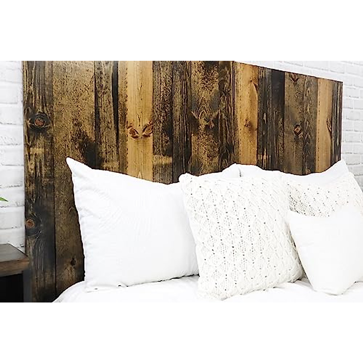 Barn Walls Dark Brown Headboard, Rustic Design, Solid Wood Headboard, Floating Panels, Wall Mount, Adjustable Height, Easy Assembly, Queen Size