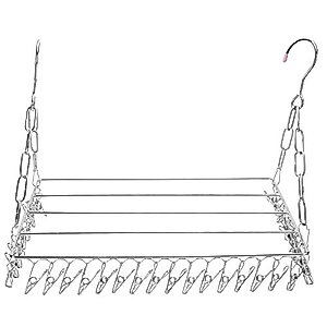 lesiega Clothes Drying Rack, Stainless Steel Sock Drying Rack with 36 Clips, Hanging Metal Heavy Duty Clothes Hanger Ideal for Drying Towels Socks Bras Clothes Underwear