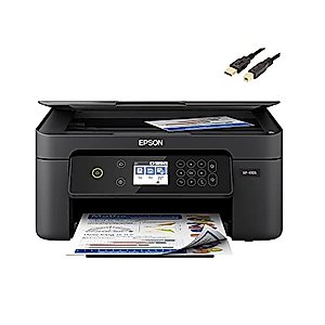 Epson_Printer XP 41 Series, All-in-One Wireless Color Inkjet Printer, Black, Print Copy Scan, 2.4" LCD, Hi-Speed USB, Auto 2-Sided Printing, Voice Activated, with MTC Printer Cable