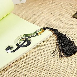 m·kvfa Romantic Music Note Alloy Bookmark Novelty Ducument Book Marker Label Stationery Lovely Music Note Page Markers Metal with Tassels Pendant Gifts Perfect for Gifts