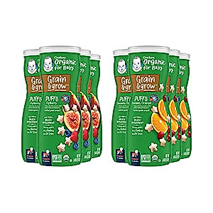 Gerber Baby Snacks Organic Puffs Variety Pack, Cranberry Orange & Fig Berry, 1.48 Ounce (Pack of 8)
