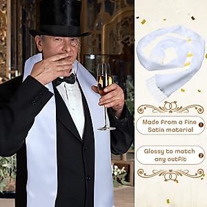 Geyoga White Scarf Men 1920's Scarf with Tassels Halloween Costume White Scarf Long Shawl Men Fancy Dress 1920s Accessories for Men Women Outfit 1920's Gangster Cosplay Party Decoration Supplies