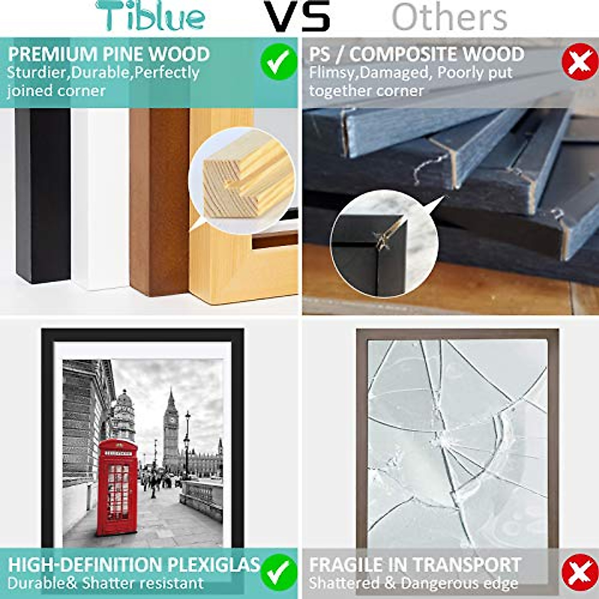 12x16 Picture Frames Made of Solid Wood Display Pictures 11x14 or 8.5x11 Diplomas with Mat or 12x16 Frame without Mat - Picture Frame for 11x14 Black With 2 Mats for Wall Mounting or Table Top Display