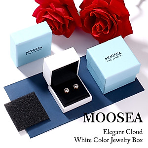 MOOSEA Moissanite Earrings for Women, 1ct D Color VVS1 Clarity Lab Created Moissanite Stud Earrings 14K White Gold Vermeil 4 Prong Moissanite Stud Earrings for Women Men with Screw Backs