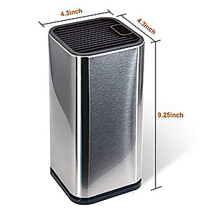 Stainless Steel Universal Knife Block Holder with Slots for Scissors or Sharpening Rod, Space Saver Knife Storage, Detachable for Easy Cleaning, Square Knife Holder For Safe