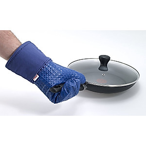 T-fal Waffle Silicone Oven Mitt Set, Softflex, Non-Slip Grip, Heat Resistant, 13 x 7-inches, 2 Pack, Blue