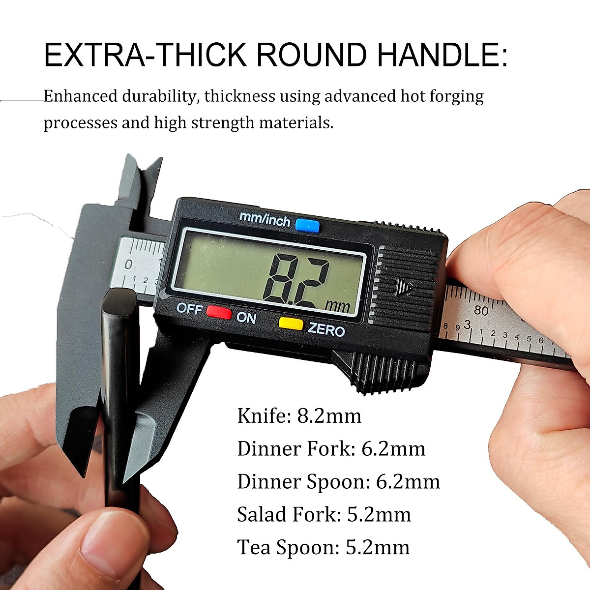 40-Piece Black Silverware Set for 8, Heavy-Duty 18/0 Stainless Steel Black Flatware Cutlery Set, Modern Round Handle Black Utensils Set, Dishwasher Safe for Home, Restaurant, Mirror Black, 40-PCS