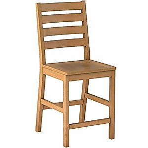 East West Furniture CFS-OAK-W Café Counter Height Dining Chairs - Ladder Back Wood Seat Chairs, Set of 2, Oak