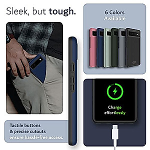 TUDIA DualShield Grip Designed for Google Pixel 6a Case (2022), [MergeGrip] Shockproof Military Grade Dual Layer Slim Raised Edge Protection for Pixel 6a - Indigo Blue