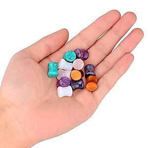 Oyaface 12 Pcs Stone Ear Plugs Gauges Set Double Flared Tunnels Expander Stretchers Saddle Earrings Flesh Ear Piercing Jewelry Multicolor, 8G(3mm)