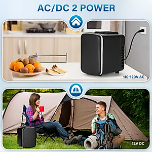 Simple Deluxe Mini Fridge, 4L/6 Can Portable Cooler & Warmer Freon-Free Small Refrigerator Provide Compact Storage for Skincare, Beverage, Food, Cosmetics, Black
