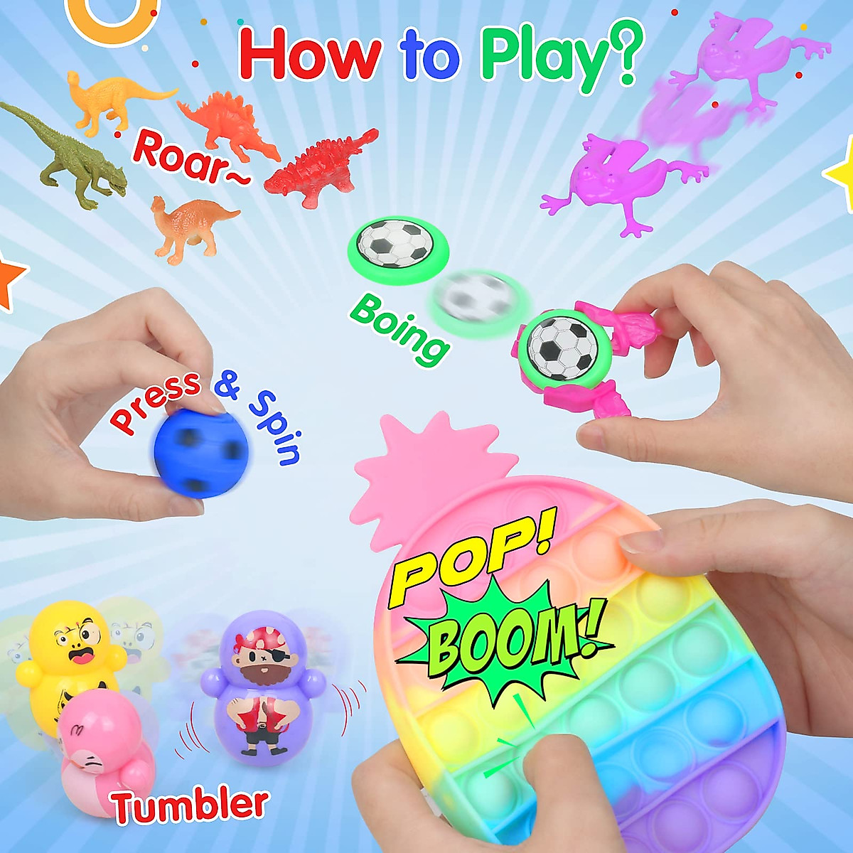 Erotodo 607 Pcs Party Favors for Kids, Fidget Toys Pack, Party Toys Assortment, Treasure Box Prizes, Goodie Bag Stuffers for Kids, Carnival Prizes, Autism Sensory Toys, Stocking Stuffers