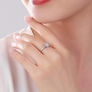 KnBoB Wedding Engagement Rings for Women,18K White Gold Holding Flowers 0.2ct Diamond Size 13