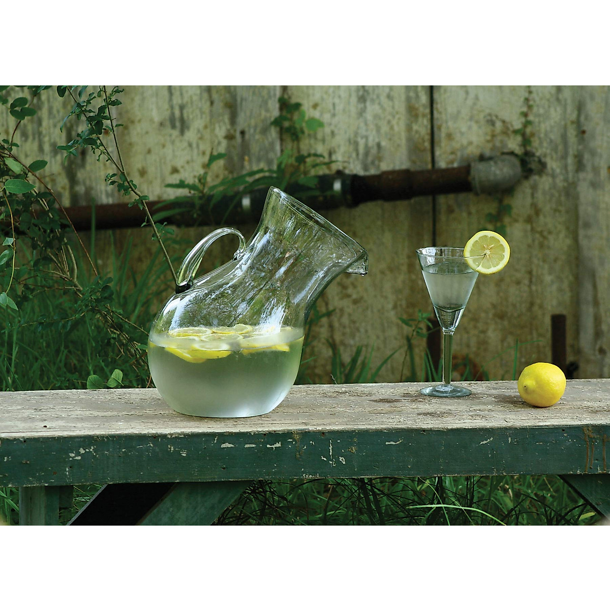 KALALOU Large Glass Tilted Pitcher, One Size, Green