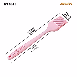 CHEFMADE Hello Kitty Silicone Basting Brush, Non-stick Heat Resistant Stainless Steel Inner Core for Baking, Grilling, and Marinating 1.8" x 10.2" (Pink)
