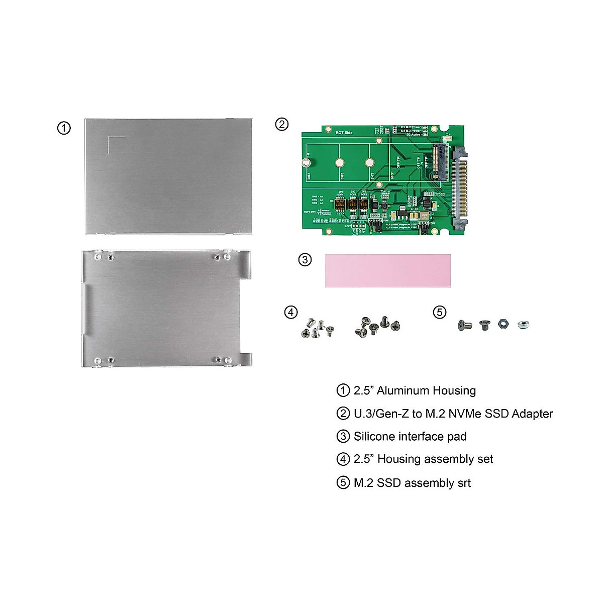 U.3 (SFF-8639) PCIe Gen3 to M.2 NVMe SSD Adapter