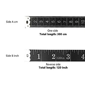 2 Pack Sewing Tape Measure120Inch/300cmDouble-Scale Soft Tape Measuring Body Weight Loss Medical Body  Measurement Sewing Tailor Cloth Ruler Dressmaker Flexible Ruler Tape Measure (Black)