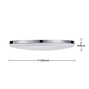 Globe Electric 65584 LED Integrated Flush Mount Ceiling Light Fixture, Chrome Finish, Frosted Shade, Energy Star Certified, Ultra Slim Design, Light Fixtures Ceiling Mount, Home Improvement