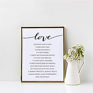 Andaz Press Unframed Black White Wall Art Decor Poster Print, Bible Verses, Love ... always protects, always trusts, always hopes, always perseveres. Love never fails. 1 Corinthians 13:4-8, 1-Pack