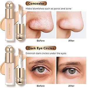 Hydrating Concealer, Lightweight Full Coverage Concealer for Dark Spots, Long-Lasting, Conceals and Corrects, Hydration and Highlights, Light Sand Shade, Satin Finish, All-Day Wear, 0.265 Fl Oz (105#)