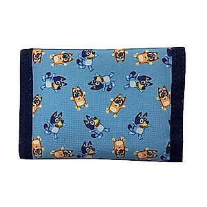 Bluey Kids Wallet with Zipped Coin Compartment & Card and Note Slots, Blue, 13 X 9 X .7cm, Modern