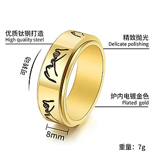 QINGDUO Weirdo #1&Weirdo #2 2Pcs Set of Matching Pinky Promise Pinky Swear Rings for Couples High Polish Stainless Steel Meditation Spinner Fidget Engagement Wedding Band, Black (QD176BBWEIR)