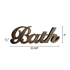CVHOMEDECO. Primitives Rustic Wood Words Sign Free Standing Bath, Bathroom/Home Wall/Door Decoration Art (Natural 2)