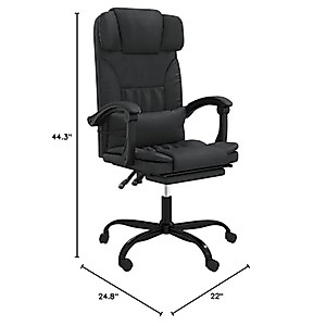 Reclining Office Chair,Rolling Chair,Swivel Chairs,Ergonomic Office Chair,Executive Chair,for Your Living Room,Bedroom,Office,Study,Makeup Vanity, Black Faux Leather