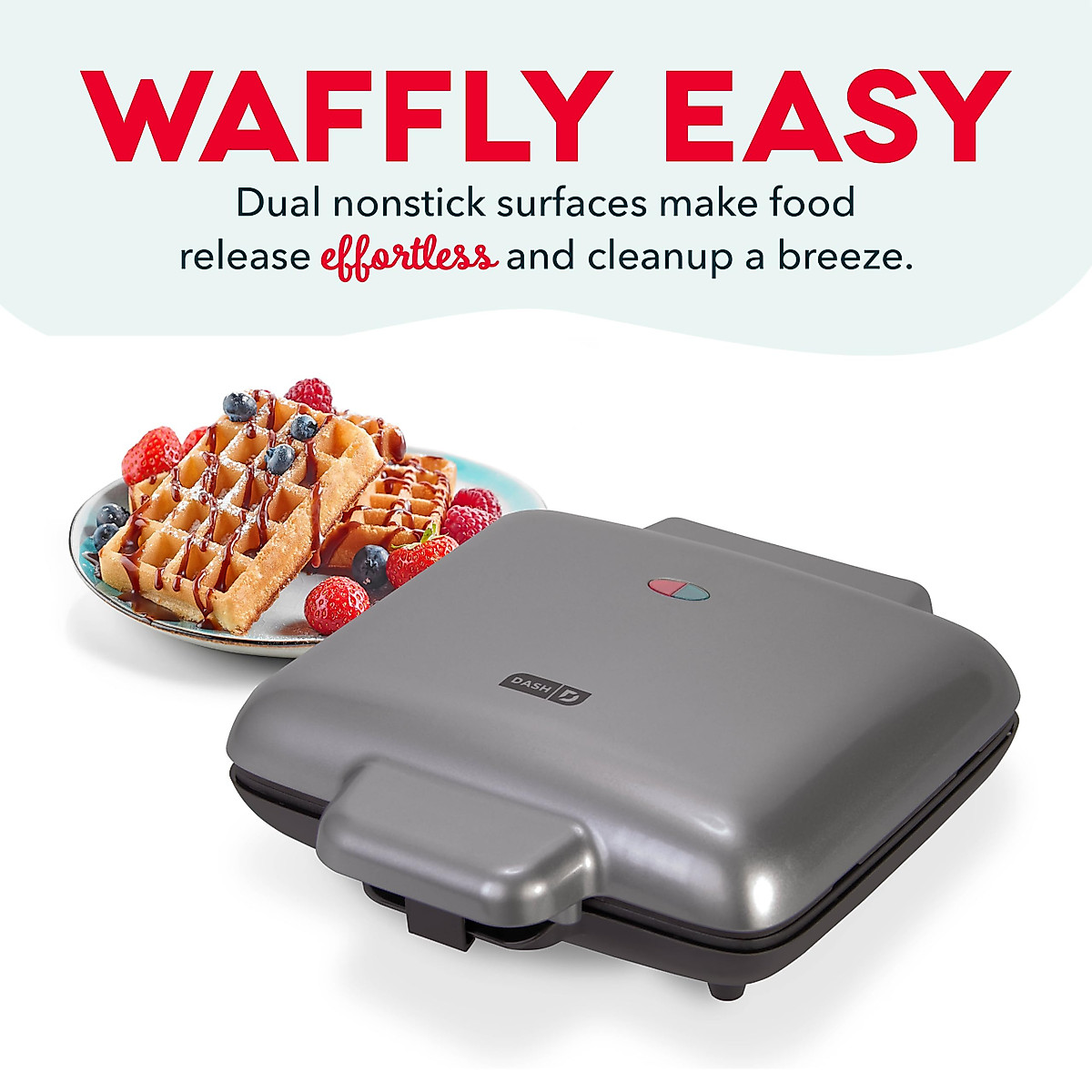 DASH Multi Mini Waffle Maker: Four Mini Waffles, Perfect for Families and Individuals, 4 Inch Dual Non-stick Surfaces with Quick Release & Easy Clean - Graphite