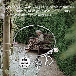 BLEOUK Best Nona Ever Grandma Jewelry Birthday Gift Mother's Day Gift for Grandma Nona (Best Nona Ever)