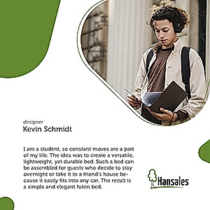 Hansales Bed Frame Lisette Full Size 54″ with Bed Slats - Light Wooden Platform Withstands up to 550 lbs - from Natural Solid Birch Hardwood FSC - Made in Europe - Japanese Style - Without Headboard