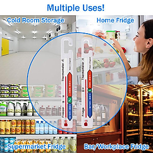 Twin Vertical Freezer/Fridge Thermometer Pack - Colour Coded Safe Temperature Zones