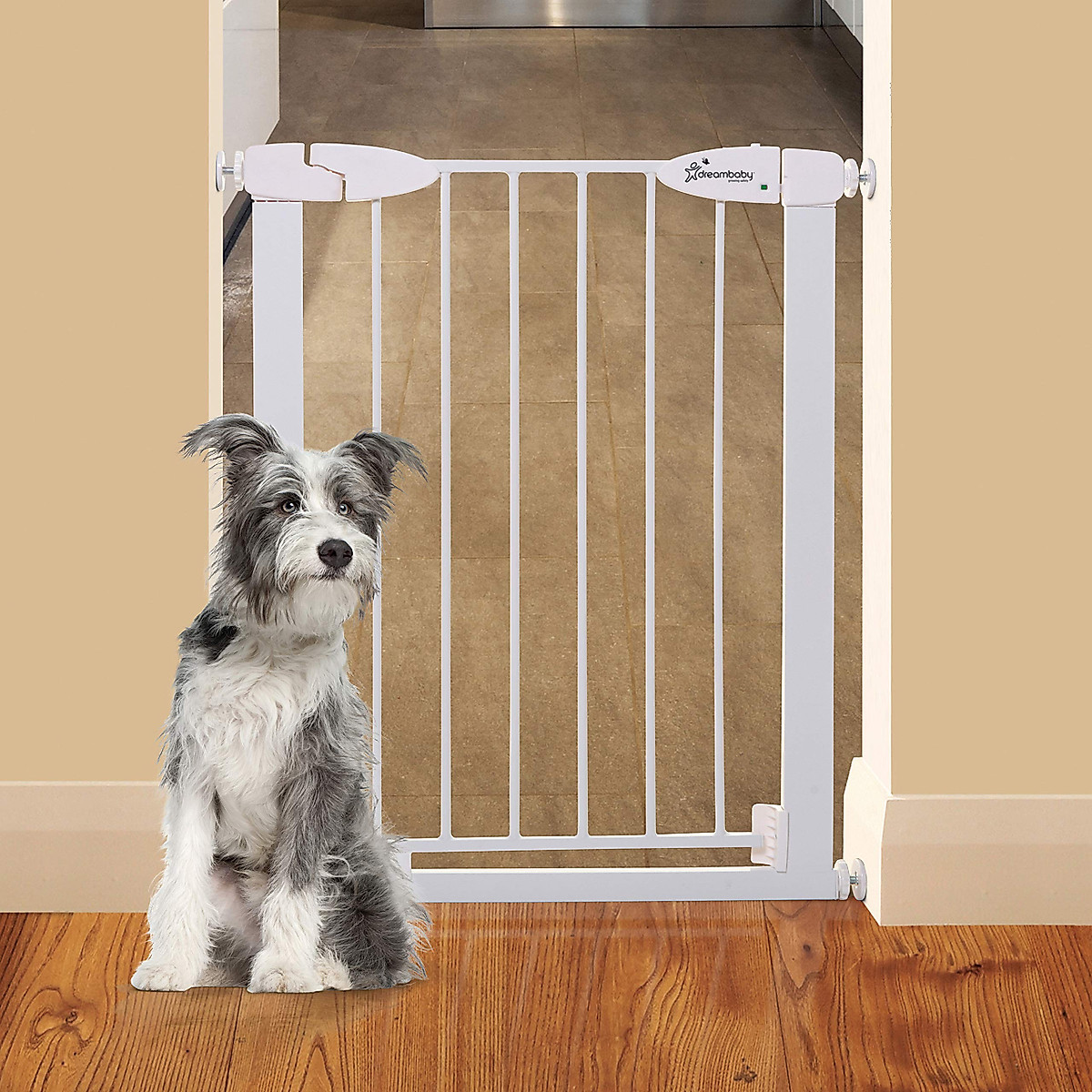 Dreambaby Boston Magnetic Auto Close Baby Gate - Indoor Safety Gates - Fits Opening from 24.25-26.5inch Wide & 29inch Tall - with Smart Stay Open Feature - White