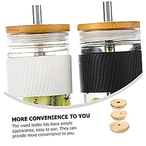 LIGHTAOTAO 3Pcs wooden lid bamboo sealing lids drinking jars lids beer can lids bamboo mason jar lids glass jars lids wide mouth glass jars bottle lid with hole glass bottle drinks Silica gel