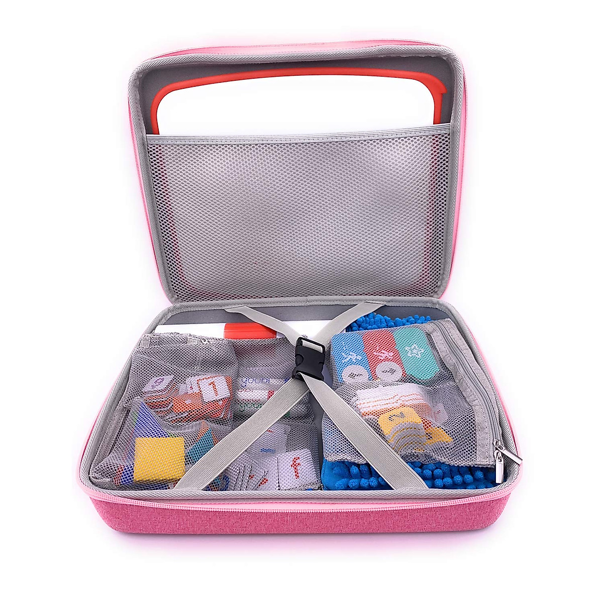 xcivi Storage Organizer All-in-one Case for Osmo Genius Starter Kit Creative Set, Fits for Base/Starter/Numbers/Words/Tangram/Coding Awbie Game/Monster Pad/Drawing Kit (Pink)